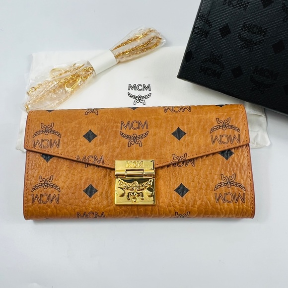 MCM | Bags | Mcm Monogram Large Visetos Chain Wallet Crossbody Bag ...